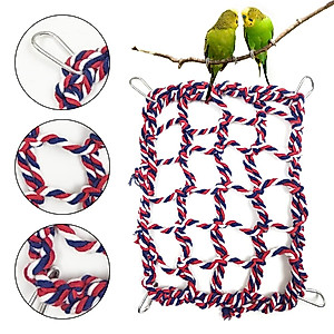 MiOYOOW Pet Climbing Rope Net, Rat Bird Climbing Rope Net Hamster Activity Toy with 4 Metal Hooks for Hamster Mouse Ferret Gerbil Chinchilla Play