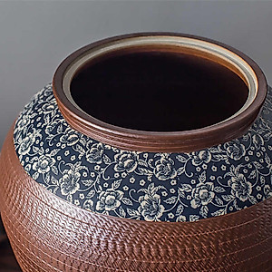 Home Rice Storage Box - Classic Food Storage Porcelain Bottle, Kitchen Sealed Jar With Lid Grain Dispenser(10/25 / 50KG), Ceramic Food Storage Jar Beans Corns Wheat Oatmeal Grain Storage Bin(A,Capac