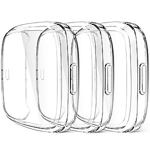 Maledan Compatible with Fitbit Versa 2 Screen Protector Case, 3 Pack Clear Ultra Thin Full Protective Case Cover Scratch Resistant Shock Absorbing for Versa 2 Smartwatch Bands Accessories