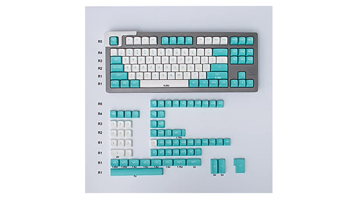 White Green Keycaps Set 150 Keys MSA Profile Double Shot ISO/ANSI ...
