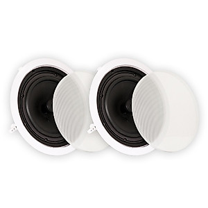 Theater Solutions TS80C in Ceiling 8" Speakers Surround Sound Home Theater Pair, White