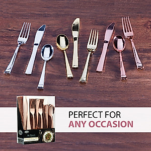 Plastic Cutlery Silverware Extra Heavyweight Disposable Flatware, Full Size Cutlery Combo, 32 Forks, 32 Knifes, 32 Spoons, Value Pack 96 Count