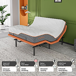 Split King Adjustable Bed Frame + 14” Hybrid Matt, Bed Base with Massage, Pillow-tilt, Smart APP Control, Ergonomic Incline, Zero Gravity, Dual USB Port, Under Bed Light, Wireless Remote, 5000 Series