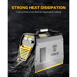DEKO Digital 200A MIG/MMA Welder, SYNERGIC DC Inverter Welding Machine,110V/220V Fully Digitally Control with Wire Brush,Earthing Cable,Electrode Holder,Welding Gun,Digital Panel