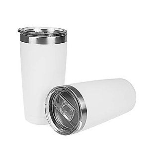 Jay Style Stainless Steel Tumbler - 20 oz Vacuum Insulated Double Wall Travel Mug with Lid,Coffee Cup for Home,Office,Outdoor,Ice Drink(White,2 Pack)