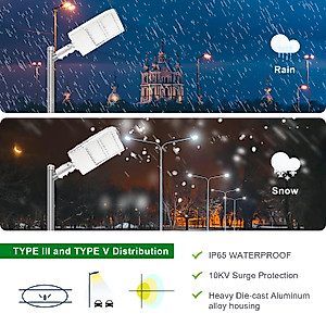 300W LED Parking Lot Light, 42000LM(140LM/W) 5000K White LED Shoebox Area Light, 1-10V Dimmable Commercial Outdoor Street Pole Lighting, IP65 Waterproof 100-277VAC UL DLC Listed
