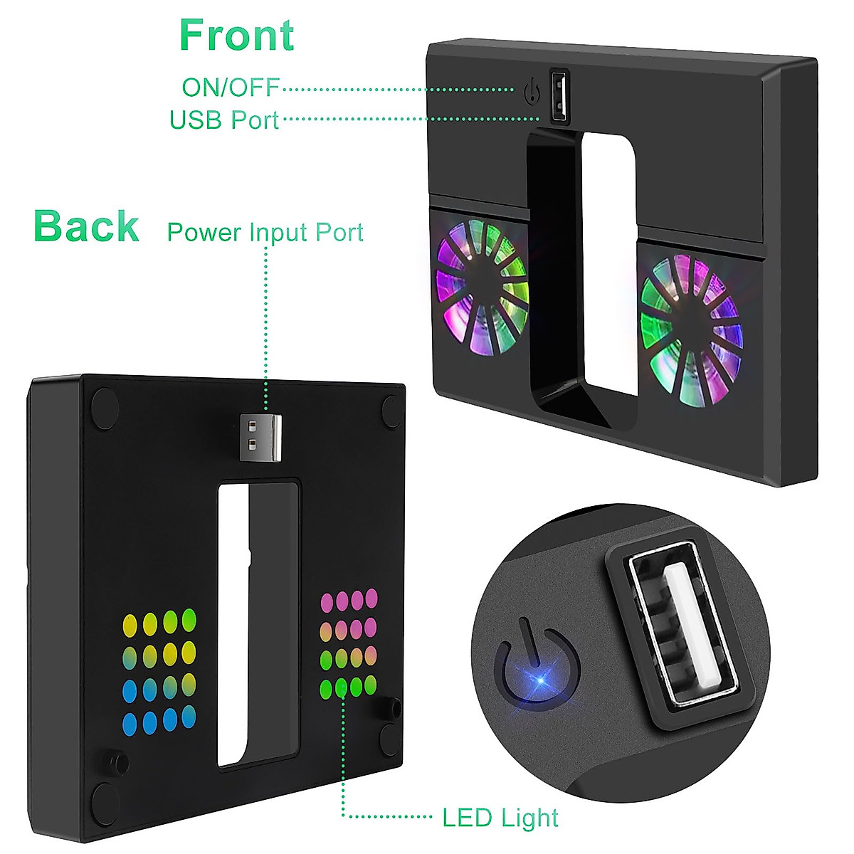 Linkstyle Cooling Fan for Xbox Series X, Vertical Cooling Stand Cooling System with Colorful RGB Lights and 1 USB Port