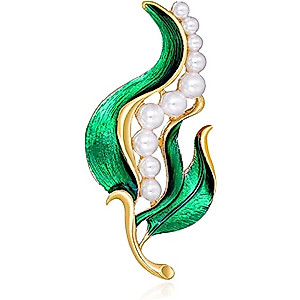 Women Brooch Eye-catching Dress Up Alloy Faux Peal Leaf Shape Ladies Brooch Girls Clothing Ornament for Daily Wear