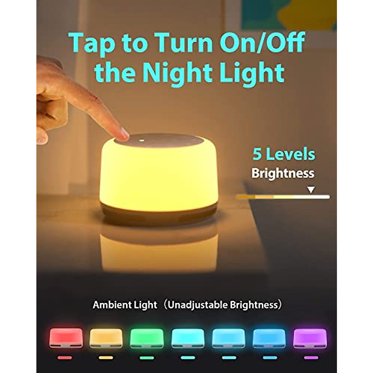 Anescra White Noise Sound Machine and Night Light for Home Office with 24 Soothing Nature Sounds,16 Levels Volume, Portable Sleep Sound Timer Therapy for Baby Adults Kids, Sleeping Aid|USB Type-C