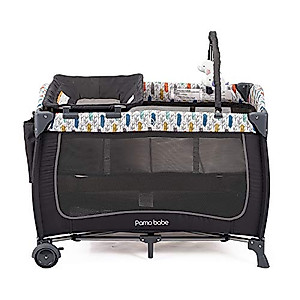 Pamo Babe Portable Travel Crib for Toddlers, Baby Playpen with Bassinet and Changing Table(Blue)