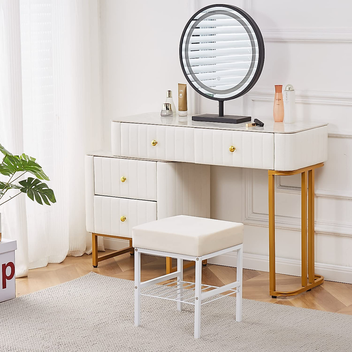 Cpintltr Multifunctional Vanity Stools Velvet Footstool Ottoman Shoe Changing Stool Makeup Stool Storage Stool Footrest Vanity Stool Small Footstool Pouf Ottoman Ottoman Stool for Makeup Room Cream