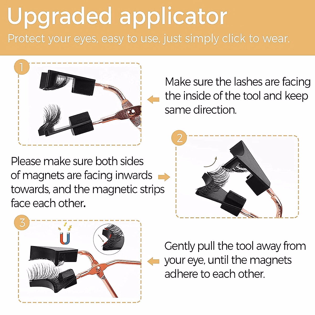 Dual Magnetic Eyelashes, Magnetic Eyelashes without Eyeliner or Glue, Light weight & Easy to Wear, Best 3D Reusable Eyelashes with Applicator (WITHOUT EYELINER)