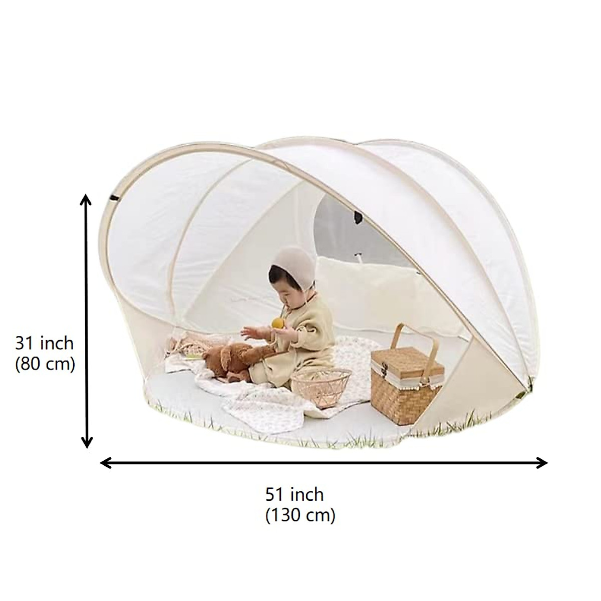 Popup Dome Play Yard Premium Outdoor and Indoor Baby Playpen Portable Lightweight Canopy and Travel Camping Bag (Off-White)