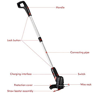 Newooh Garden Tool,Cordless String Trimmer Cordless Rechargeable Grass Trimmer String Grass Trimmer for Garden Lawn Weeding