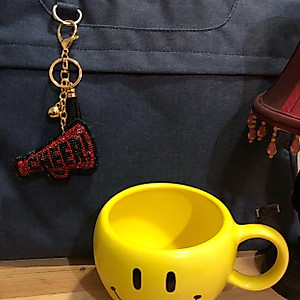 Popfizzy Bling Cheer Keychain for Women, Rhinestone Cheer Bag Charm, Cheer Squad Cheerleader Gifts, Megaphone Cheer Keychain