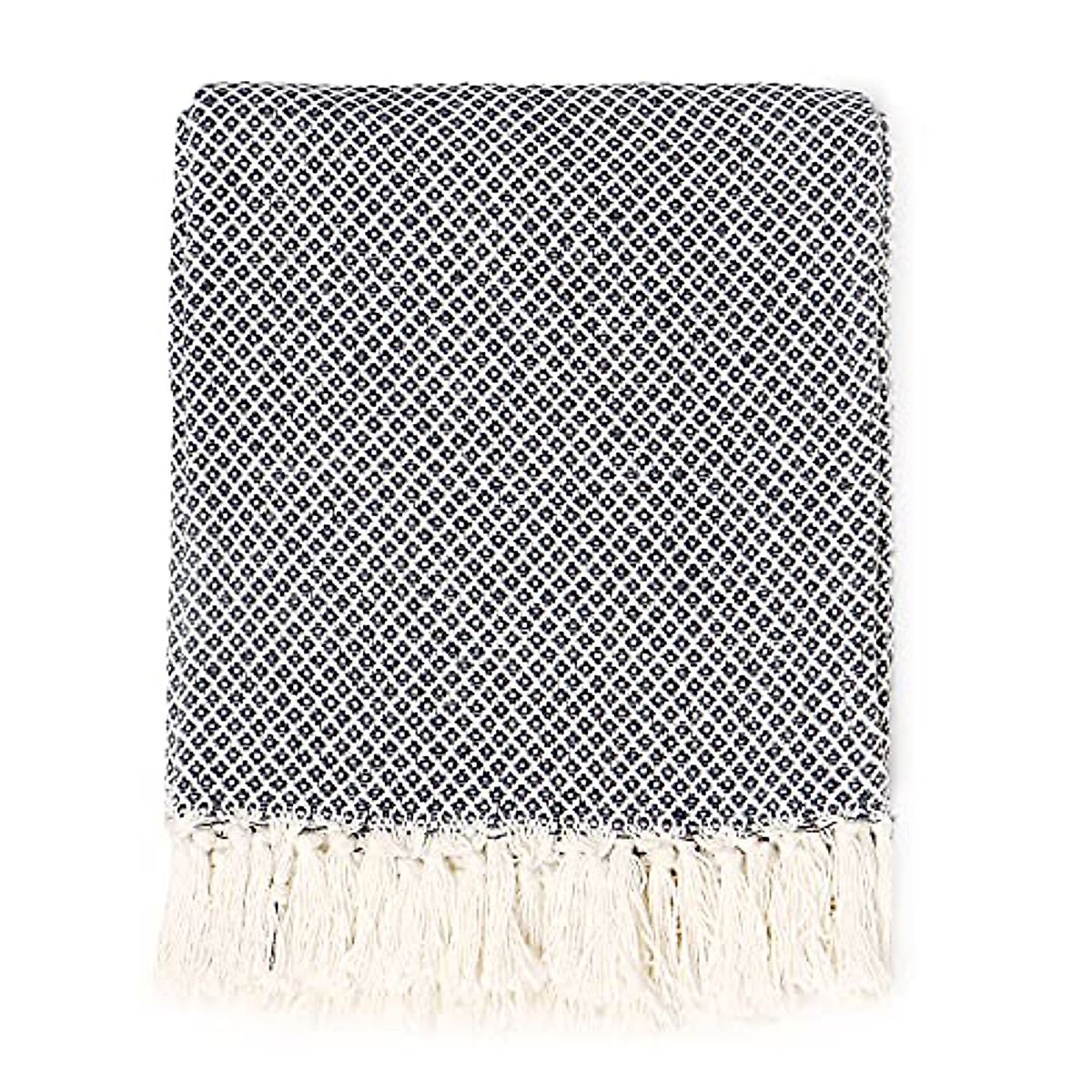 REDEARTH Classic Throw Blanket -Medium Weight Soft Lap Blanket for Sofa Bed Couch Chairs loveseats car, Living, Indoor/Outdoor use 100% Cotton (50x60; Black)