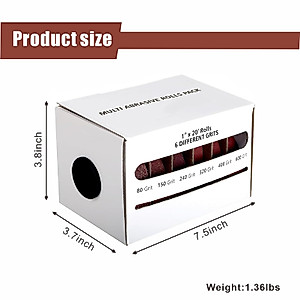 Emery Cloth Roll, 6 Grits Abrasive Sandpaper Rolls Assorted Sand Paper for Woodworking Automotive Metal Polishing, 80 150 240 320 400 600 Grits Per Roll 6 Meters