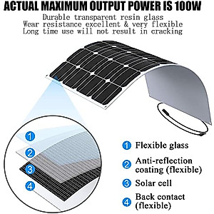 wegoodsun Portable Solar Panel 200w, 18 Volt Solar Battery Charger for Boats, Up to 30 Degree Arc Ultra Thin USB Solar Charger, for RV, Yachts, Tent, Camper Van, Car, Trucks, Trailers