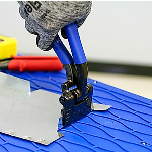 Midwest Tool & Cutlery Seamer Tong - 3 Inch Offset Sheet Metal Bender with Forged Blades & KUSH'N-POWER Comfort Grip Handle - MWT-ST2, Light Blue Handle Grip