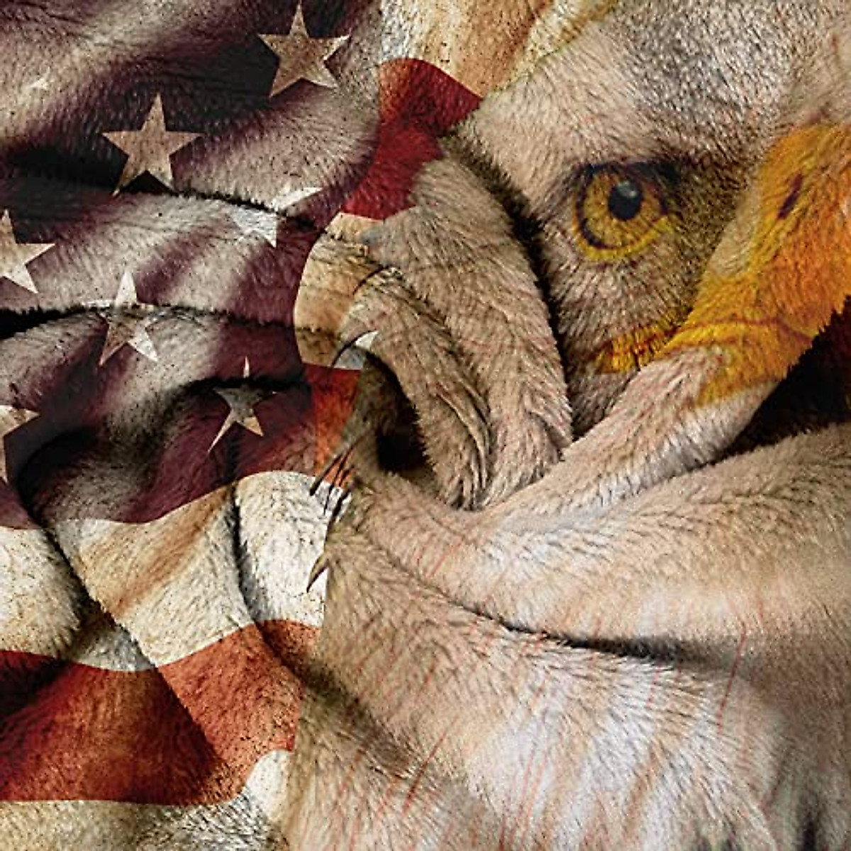 Retro Eagle Flannel Blankets American Flag Fleece Throw Blanket Soft Patriotic Air Conditioning Blanket for Couch Sofa Bed 50"X60"