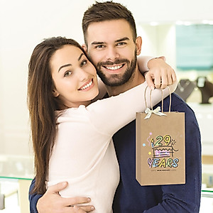 Moretoes 50pcs Paper Bags with Handles, 5.25x3.2x8 Inches Kraft Small Gift Bags, Wrapping Gift Paper, Small Paper Bags, Party Favor Bags for Birthday Wedding, Brown