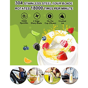 Walktosun Personal Blender for Smoothies,4-Blade Portable Blender Rechargeable with USB Charging Mini Juice Blender, 14oz Personal Blender for Sports Moves/Travel/Home/Gym