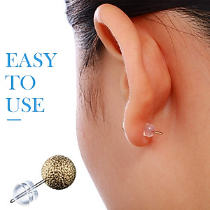 100 Pieces Clear Earring Backs Hamburger Shaped Earring Safety Backs Secure Locking Earring Backs Silicone Earring Backs Stopper for Jewelry Accessories Supplies, 2 Sizes