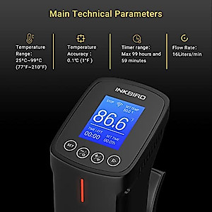 Inkbird Sous Vide Precision Cooker ISV-100W | 1000 Watts WIFI Sous-Vide Cooking Cooker Immersion Circulator | Preset Recipes on APP and Thermal Immersion Sous Vide Machines (American Standard)