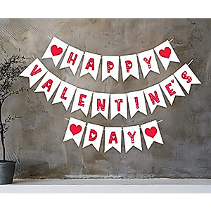 Happy Valentines Day Banner - Bunting Banner - Heart Signs - Love Banner - Valentines Day Photo Prop - Candy Heart Valentine Banner - Mantel Decor Valentines - Pre Assembled Proposal Banner