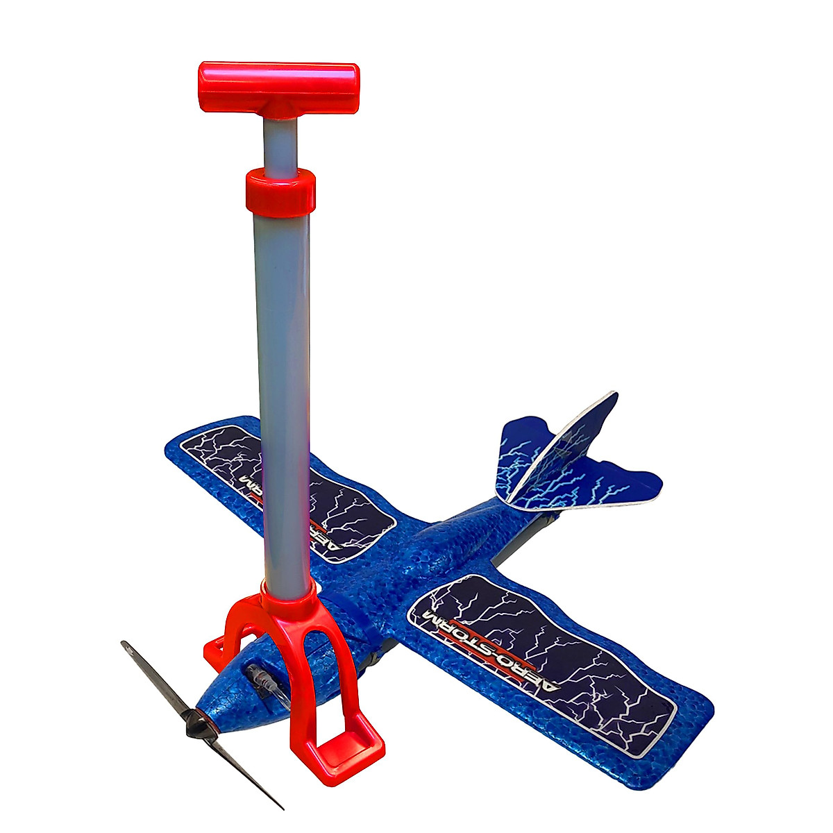 Top Secret Toys Aero-Storm Aerobatic Toy Stunt Plane (Blue) with Air Powered Engine, High Flying Trick Airplane, Propeller Powered by Hand Pump Pressurized Air, STEM Toy for Kids, Boys, Girls Ages 8+