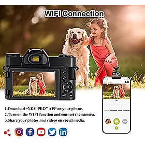 ISHARE Digital Camera for Photography 48MP Vlogging Camera, 4K Video Camera for YouTube with WiFi, 3.0 Inch Flip Screen, 16X Digital Zoom Camcorder with 32GB Micro Card
