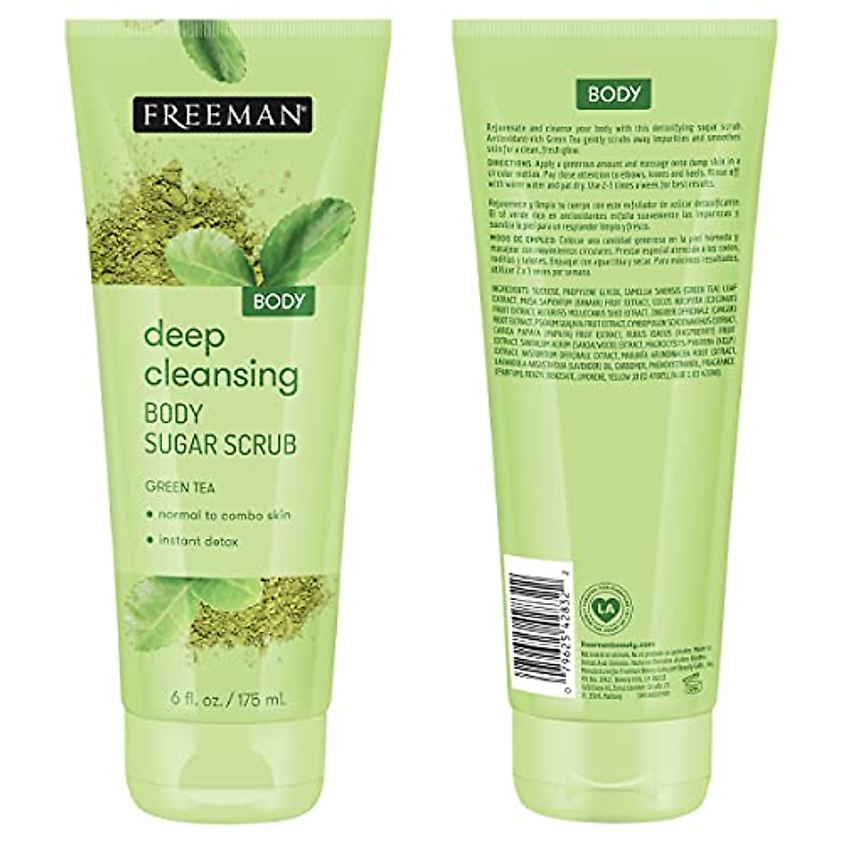 Freeman Sugar Body Scrub Set, Strawberry Milk, Green Tea, and Coffee Body Scrubs, Hydrating, Exfoliating, & Deep-Cleansing Skincare, Removes, Dirt, Oil, & Impurities, Self-Tan Prep, 3 Count