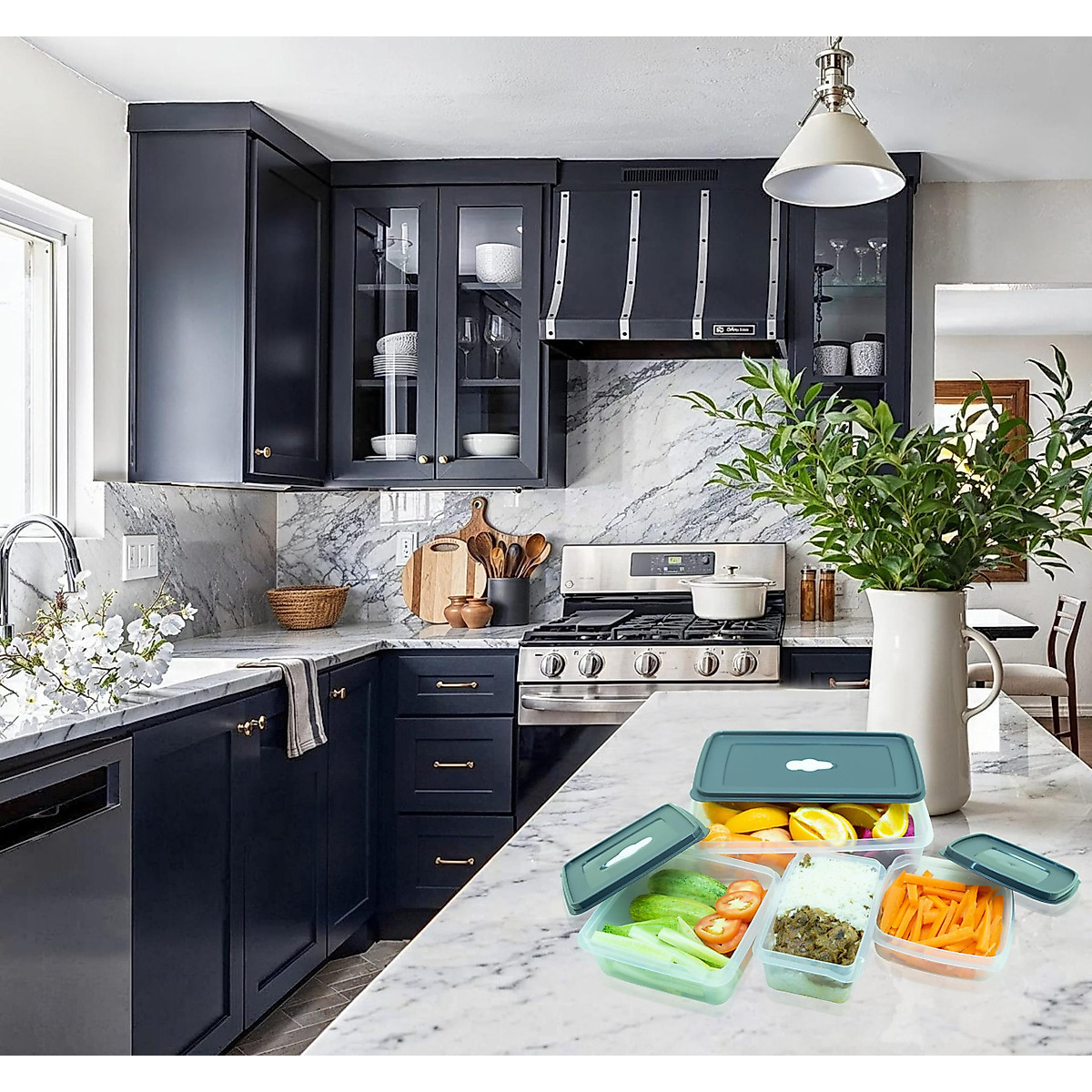 Neez Plastic Food Storage Box With Lids- Clear Containers Air Tight Snap-On Lock for Fridge, Kitchen - Reusable, Stackable, Freezable, Microwavable Organiser Sets (Pack of 7)