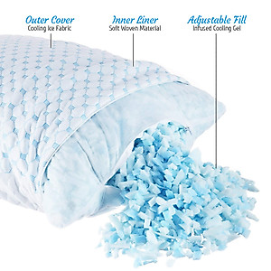 Clara Clark Cooling Pillows for Sleeping - Memory Foam Pillows - Luxury Gel Pillow with Reversible Cover Cool to Velvety - Breathable Bed Pillows for Side Sleepers - King - 18 x 36-2 Pack