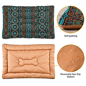 Coikll Bohemian Pattern Pet Bed Pad Soft Dog Bed Mat with Anti-Slip Bottom, Machine Washable Crate Pad Mattress for Dog Sleeping- 24 * 18inches