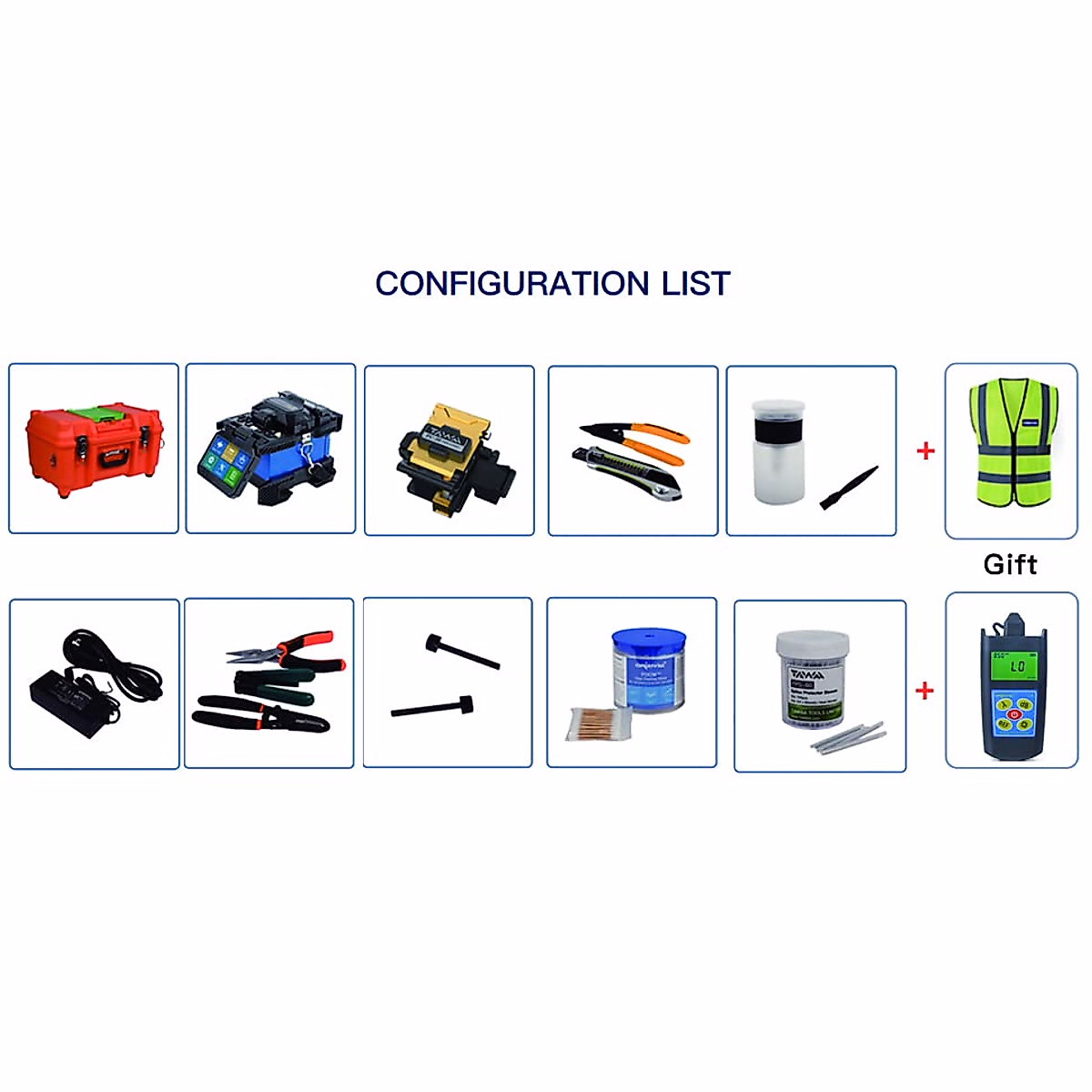 ORIENTEK T45 FTTH Fiber Optic Fusion Splicer Machine Core Alignment Fusion Splicing Machine 7sec Splice Time 250μm Fiber, 900μm Fiber, Flat Cable, Jump Cables w/Fiber Cleaver+Optic Power Meter