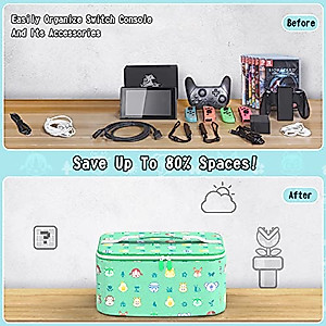Carrying Case Compatible with Nintendo Switch/Switch OLED Case, Large Storage Carry Case Cute Soft Shell Protective for Switch Console Pro Controller & Accessories