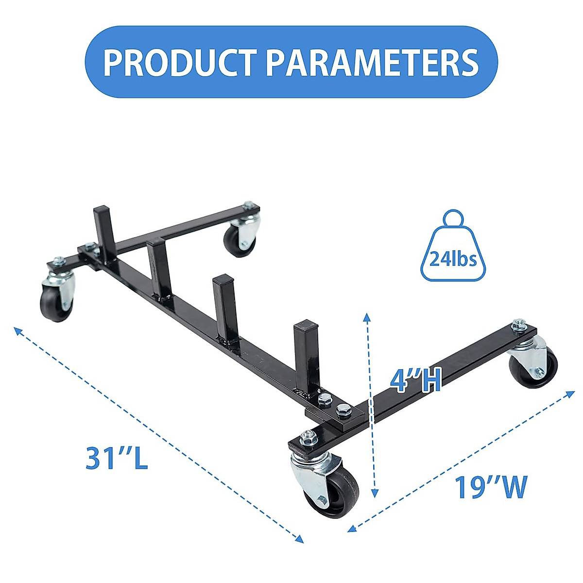 biosp Car Dolly Rack, Jack Stands Cart Storage Rack, Hydraulic Trolley Organizer Holder, Four Wheel Dollies Capacity, Four 360-Degree Rolling Casters, 31''*19''*4'', Transporter Trailer Accessories