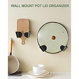 Tendiren Pot Lid Organizer, 6 Pairs of Adjustable Wall Mount Pot Lid Holder Cabinet Door, Pot and Pan Hangers for Kitchen Wall Mount, Cabinet Door Lid Organizer, Save More Space