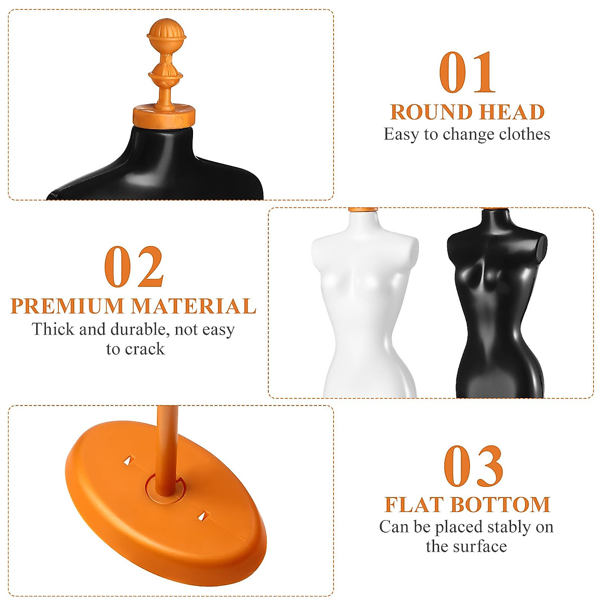 EXCEART Doll Rack 4pcs Doll Cloth Gown Display Support Holder Mini Mannequin Model Stand Plastic Display Support Accessories