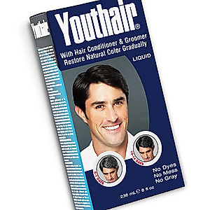 Clubman Pinaud Youthair Liquid with Hair Conditioner and Groomer, Natural Grey Blending and Hair Care, 8 Fl Oz