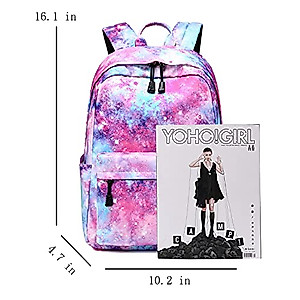 Ecodudo Cute Lightweight Galaxy Backpacks Girls School Bags Kids Bookbags (Galaxy Pink)