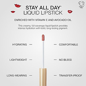 stila Stay All Day Liquid Lipstick, Matte Long-Lasting Color Wear, No Transfer or Bleed Hydrating & Lightweight with vitamin E & Avocado Oil for Soft Lips Salina, .10 Fl. Oz.