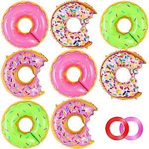 Donut Balloon Party Decoration, 8 Pcs Large Doughnut Foil Mylar Balloons, Candy Sprinkle Balloons for Donut Themed Birthday Party Donut Grow up Party Baby Shower