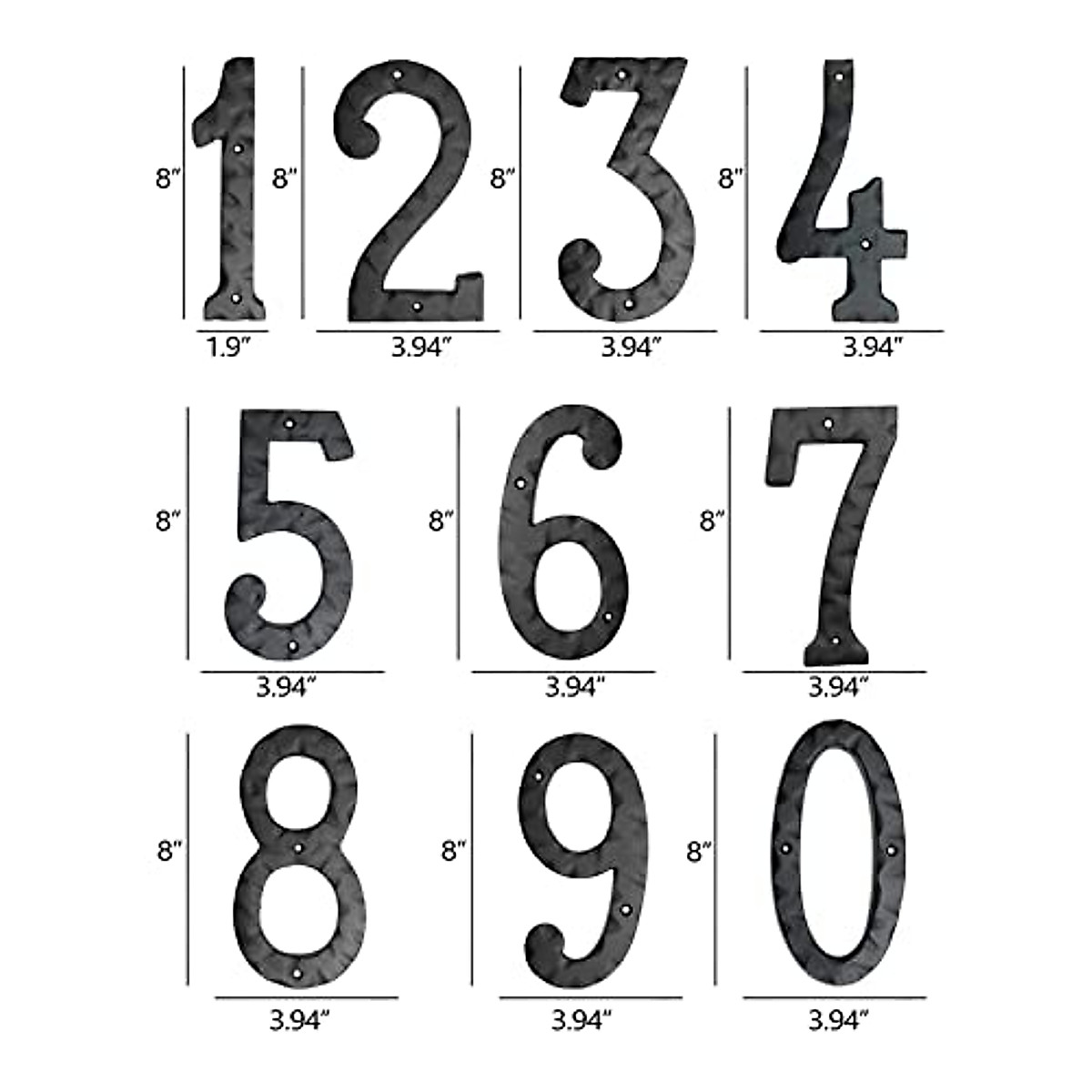 NACH House Numbers for Outside, 8 inch Black Address Numbers for House - Number 9 - Rustic Numbers for Outside with Mounting Hardware