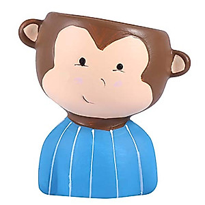 YARDWE Cactus Planter Succulent Pot 1PC Lovely Cartoon Animal Face Planter Pot Ceramic Monkey Pattern Flowerpot Bonsai Flower Container Desk Mini Ornament for Balcony Cartoon Flower Pot