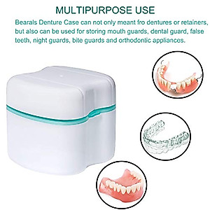 Bearals Denture Case, Denture Bath, Denture Cup with Strainer, Denture Box Container, Denture Cleaner Box (Green)