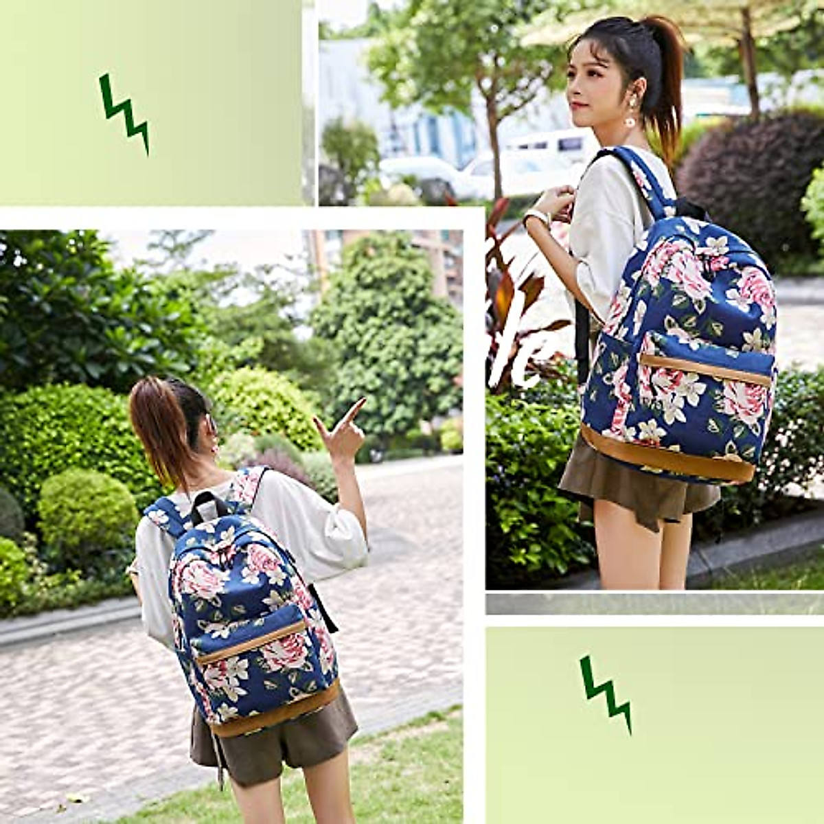 Luxbagsmart Backpack Set for Girls School Backpack Bookbag Schoolbag for Teen Girls Backpack Set 3 in 1 (Blue)