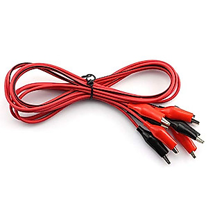 RuiLing 2 Pairs 1m Double-Ended Alligator Clips Electrical DIY Test Leads Cable Crocodile Jumper Wire for Multimeter Measure Tool (Red + Black)