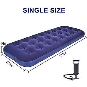 DIMAR GARDEN Single Size Air Mattress Inflatable Camping Bed Sleeping Pad,Include Pump